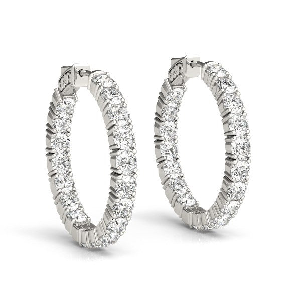 14k White Gold Two Sided Prong Set Diamond Hoop Earrings 3 1 2 cttw Delphimetals